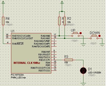 LED controlat cu impulsuri modulate in durata - 16F628 - MIKROELECTRONICA